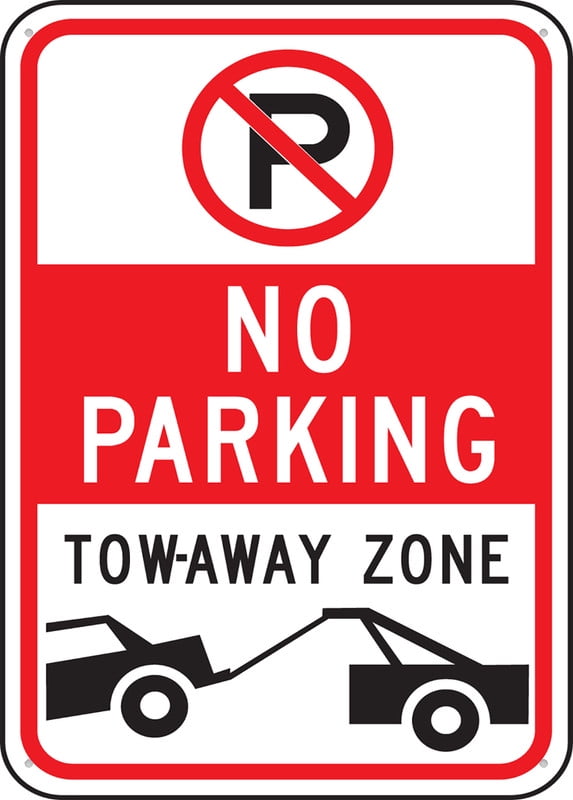 No Parking Traffic Sign Tow Away Zone 12X8 Inches Metal Aluminum Signs ...