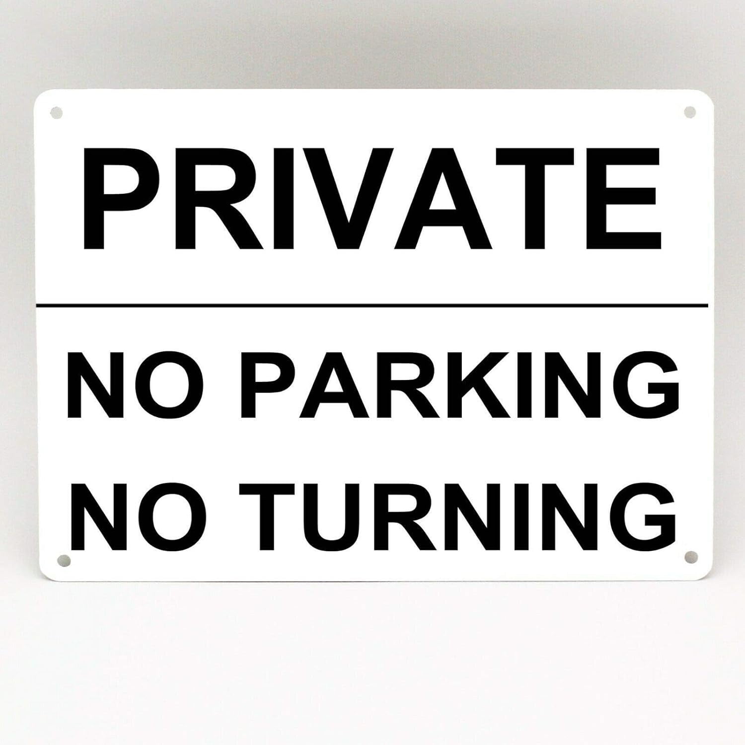 No Parking Turning Private Metal Sign Plaque White Simple Rigid Garage ...