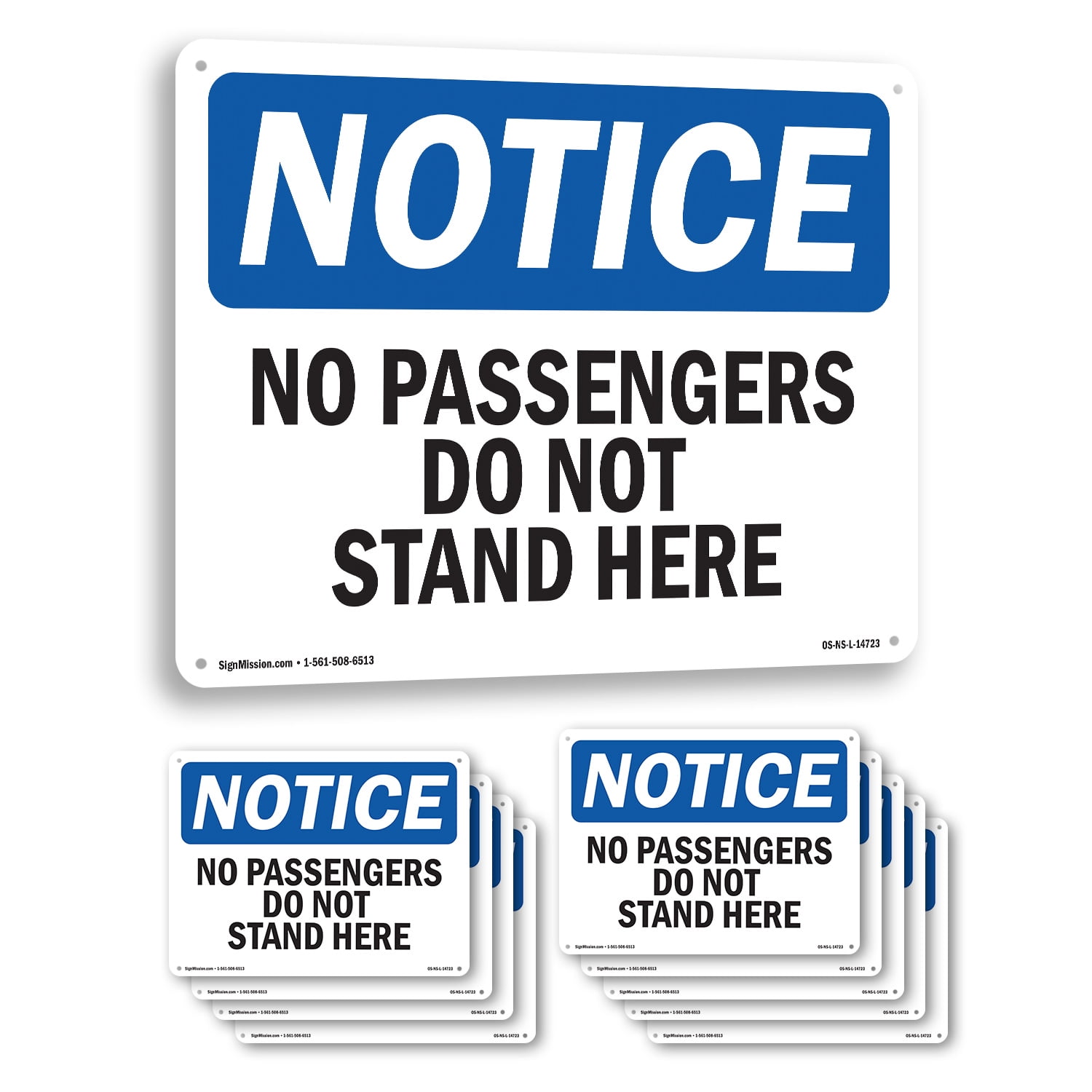 No Passengers Do Not Stand Here OSHA Notice Rigid Plastic Sign 10 Inch ...