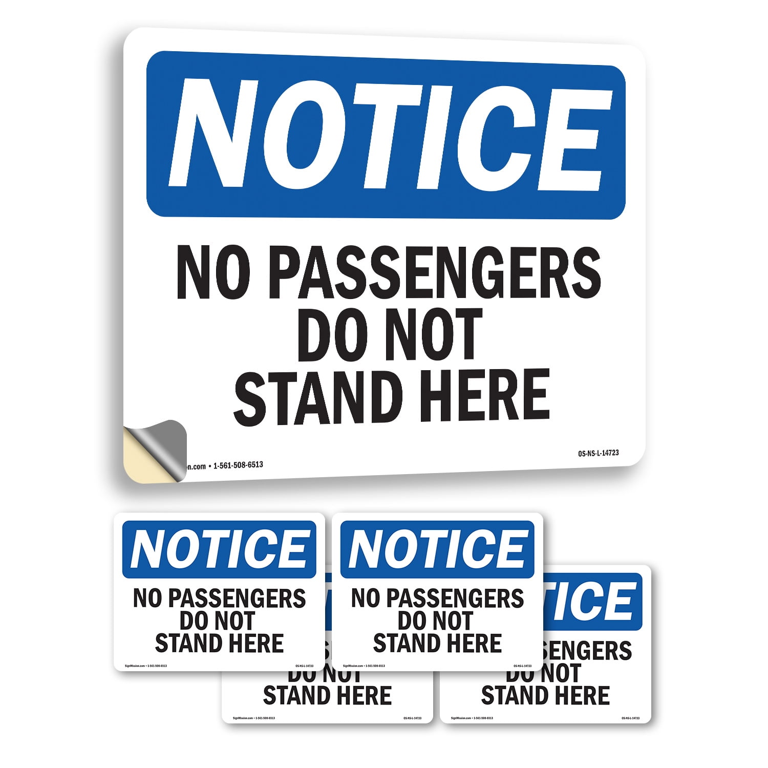 No Passengers Do Not Stand Here OSHA Notice Vinyl Decal Label 18 Inch x ...
