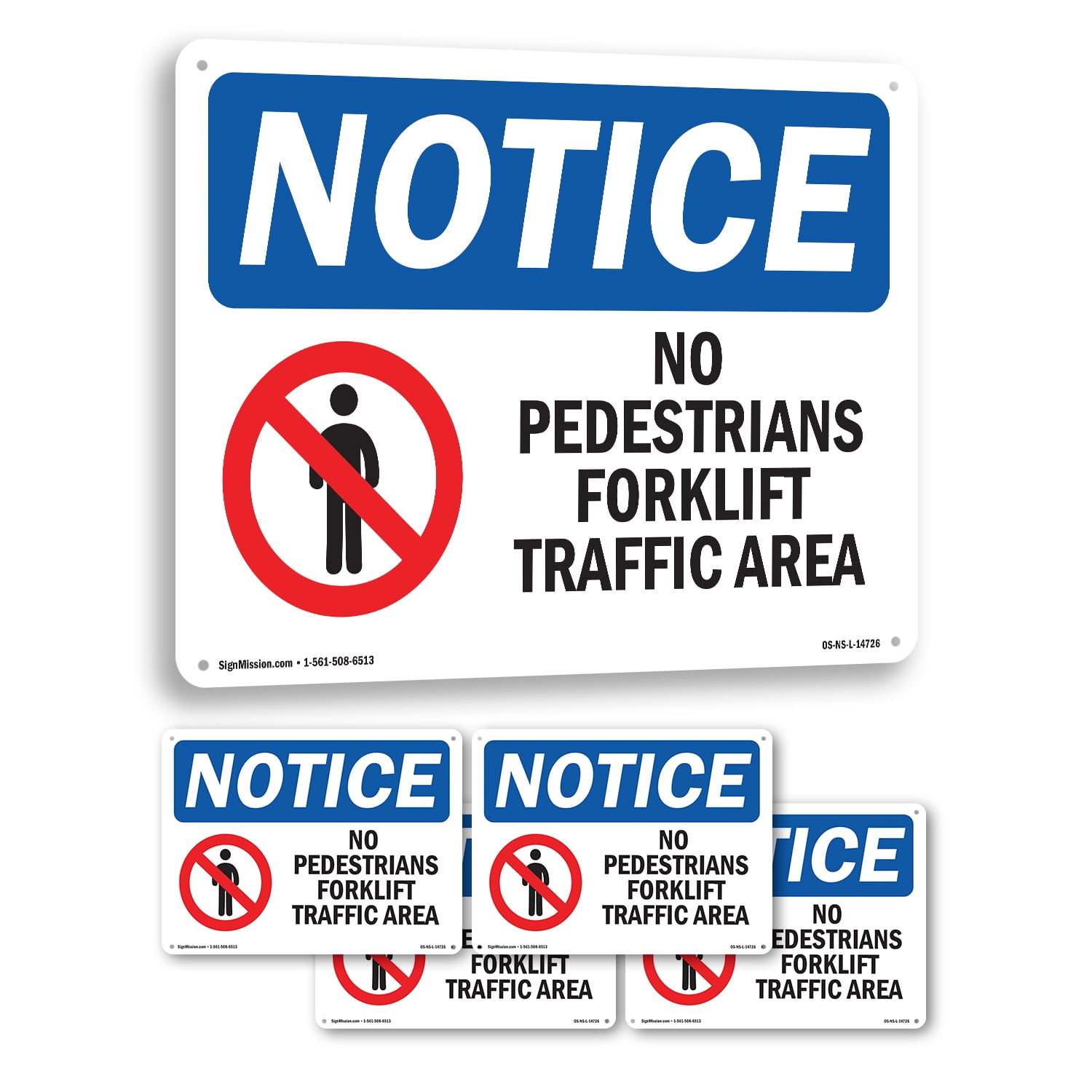 No Pedestrians Forklift Traffic Only OSHA Notice Rigid Plastic Sign 10 ...