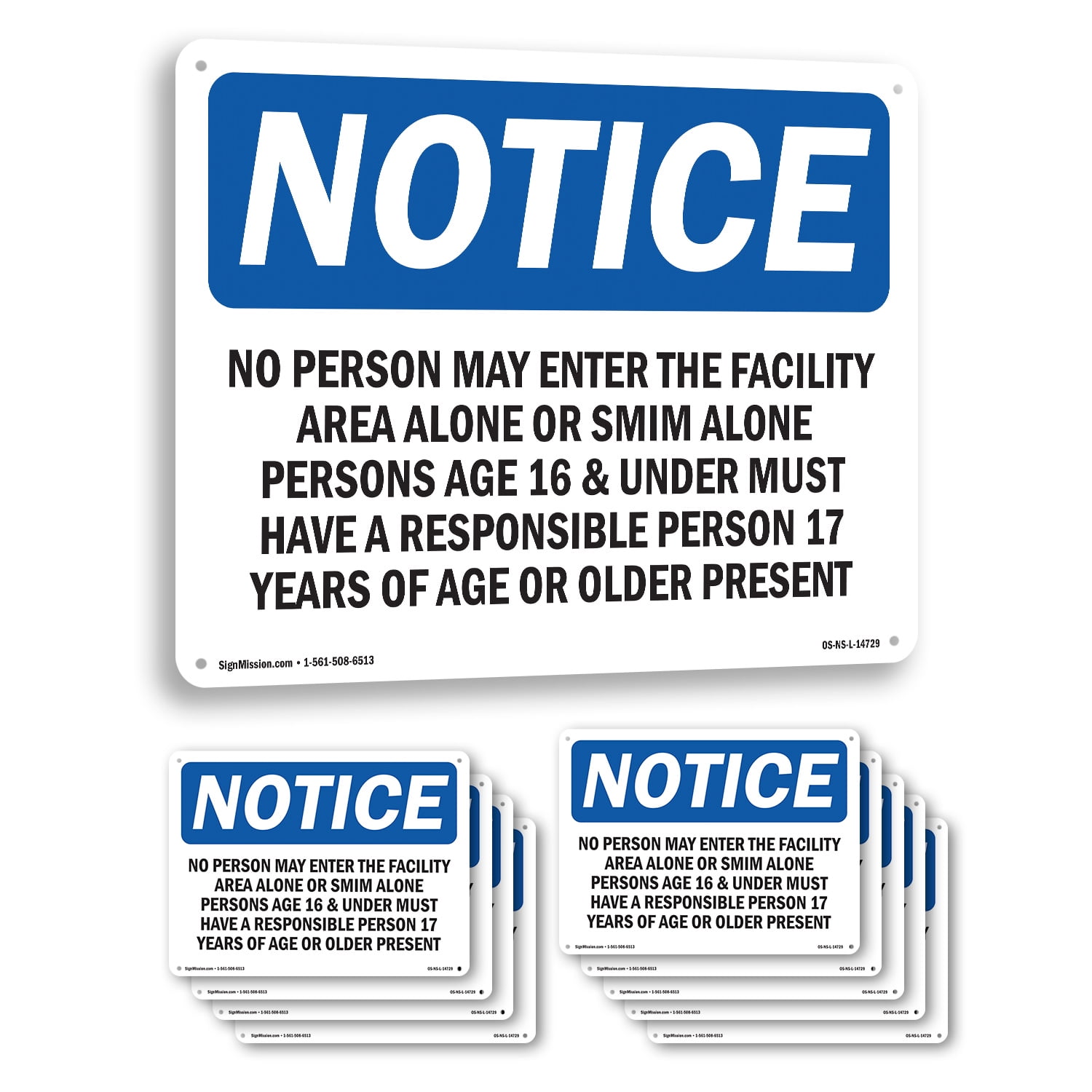 No Person May Enter The Facility Area Alone OSHA Notice Aluminum Sign ...