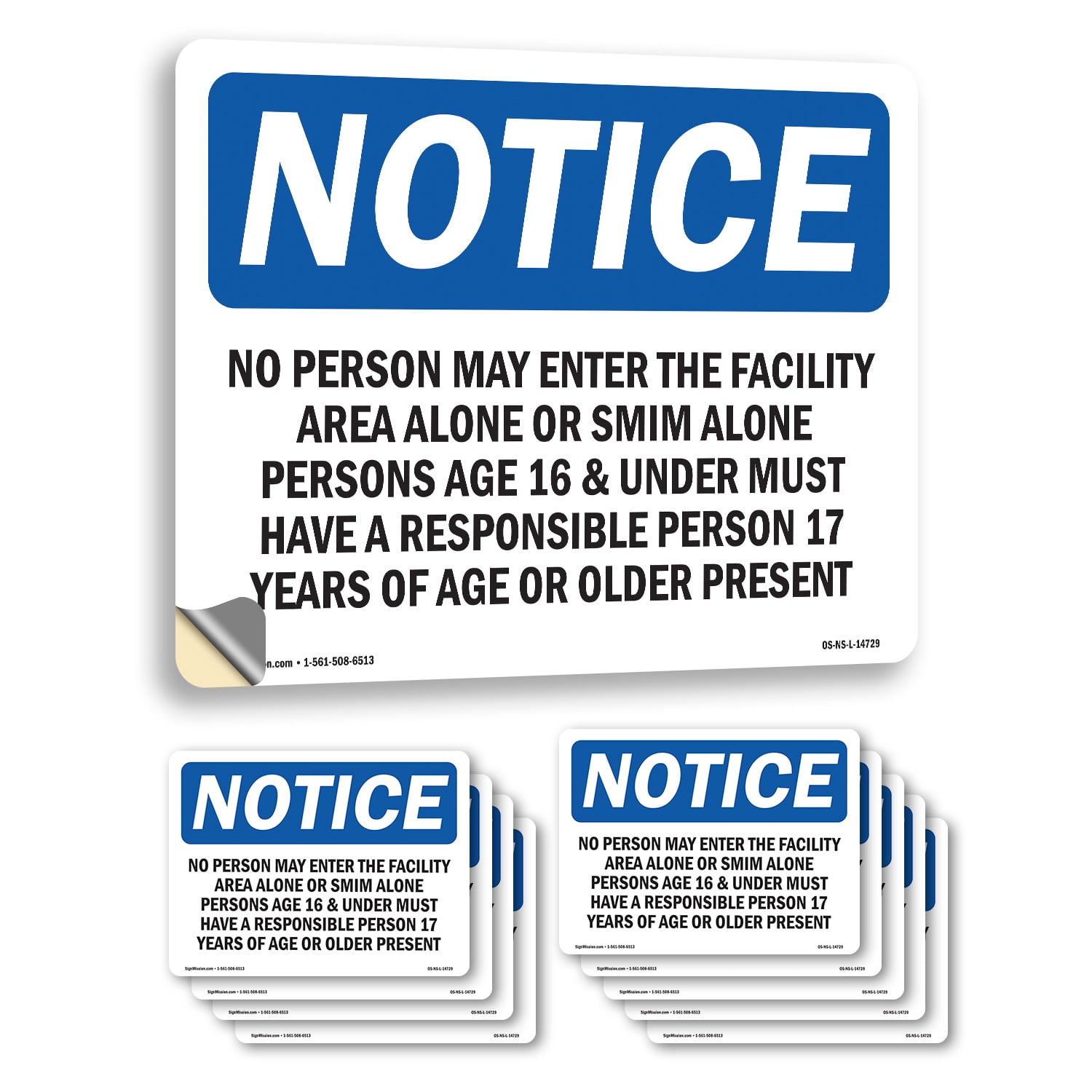 No Person May Enter The Facility Area Alone OSHA Notice Vinyl Decal ...