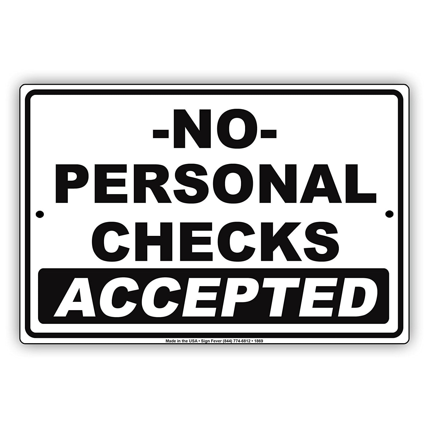 No Personal Checks Accepted Payment Method Preference Alert Attention ...
