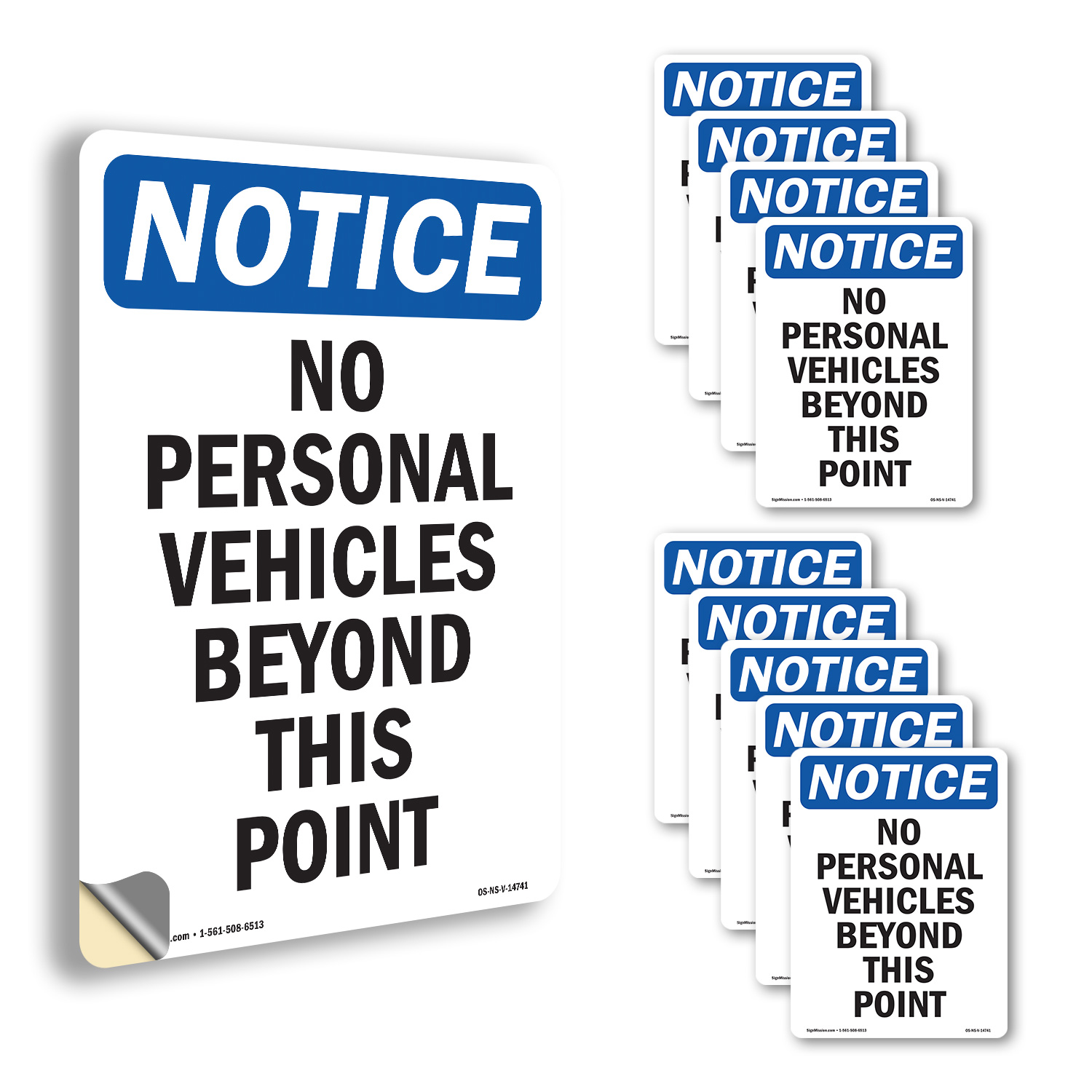 No Personal Vehicles Beyond This Point OSHA Notice Vinyl Decal Label 18 ...