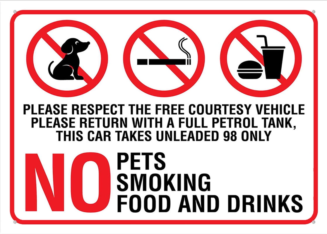 No Pets No Smoking No Food And Drinks Sign 8X12 Inch Rust Free Aluminum ...