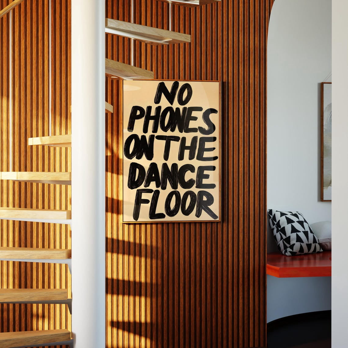 No Phones On The Dance Floor Bold Typography Quote Art, Unframed Canvas ...