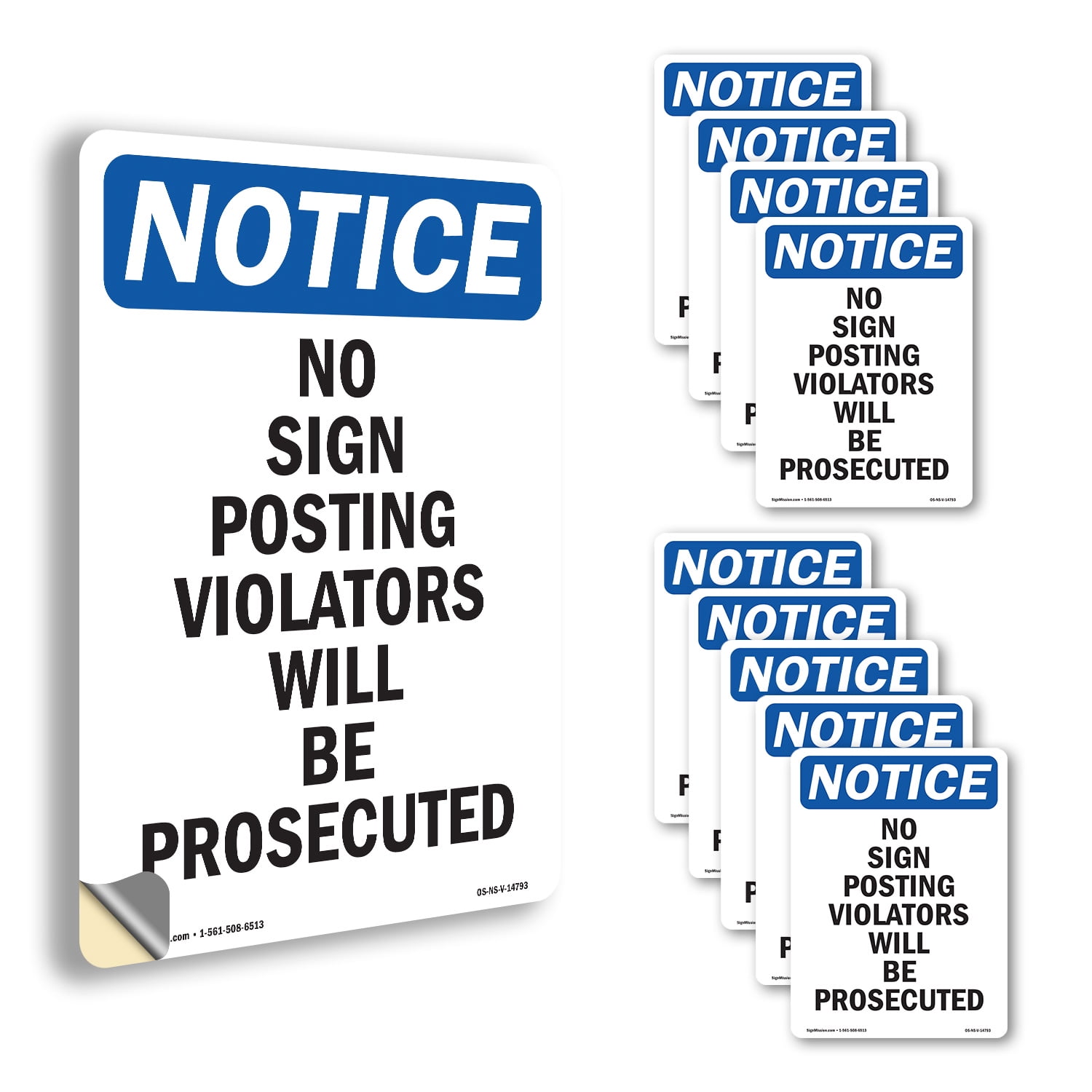 No Posting Violators Will OSHA Notice Vinyl Decal Label 10 Inch x 7 ...