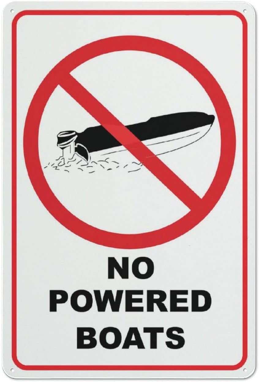 No Powered Boats Sign Outdoor Metal Sign - 12 X 8 Metal Signs For ...
