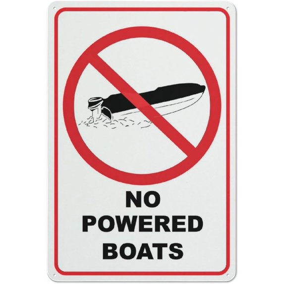 No Powered Boats Sign Outdoor Metal Sign - 12 X 8 Metal Signs For ...