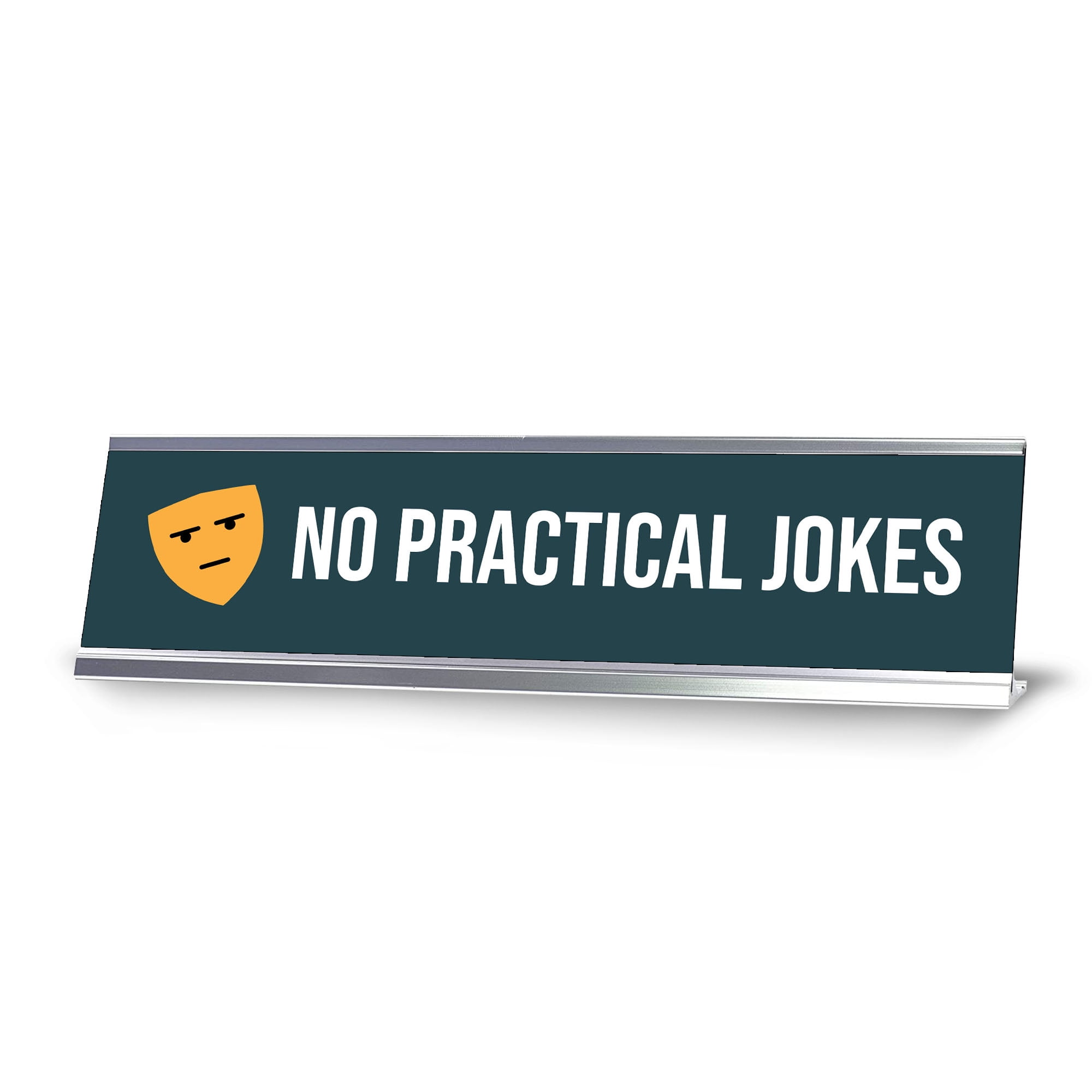 No Practical Jokes, Mask Silver Frame, Desk Sign (2x8") - Walmart.com