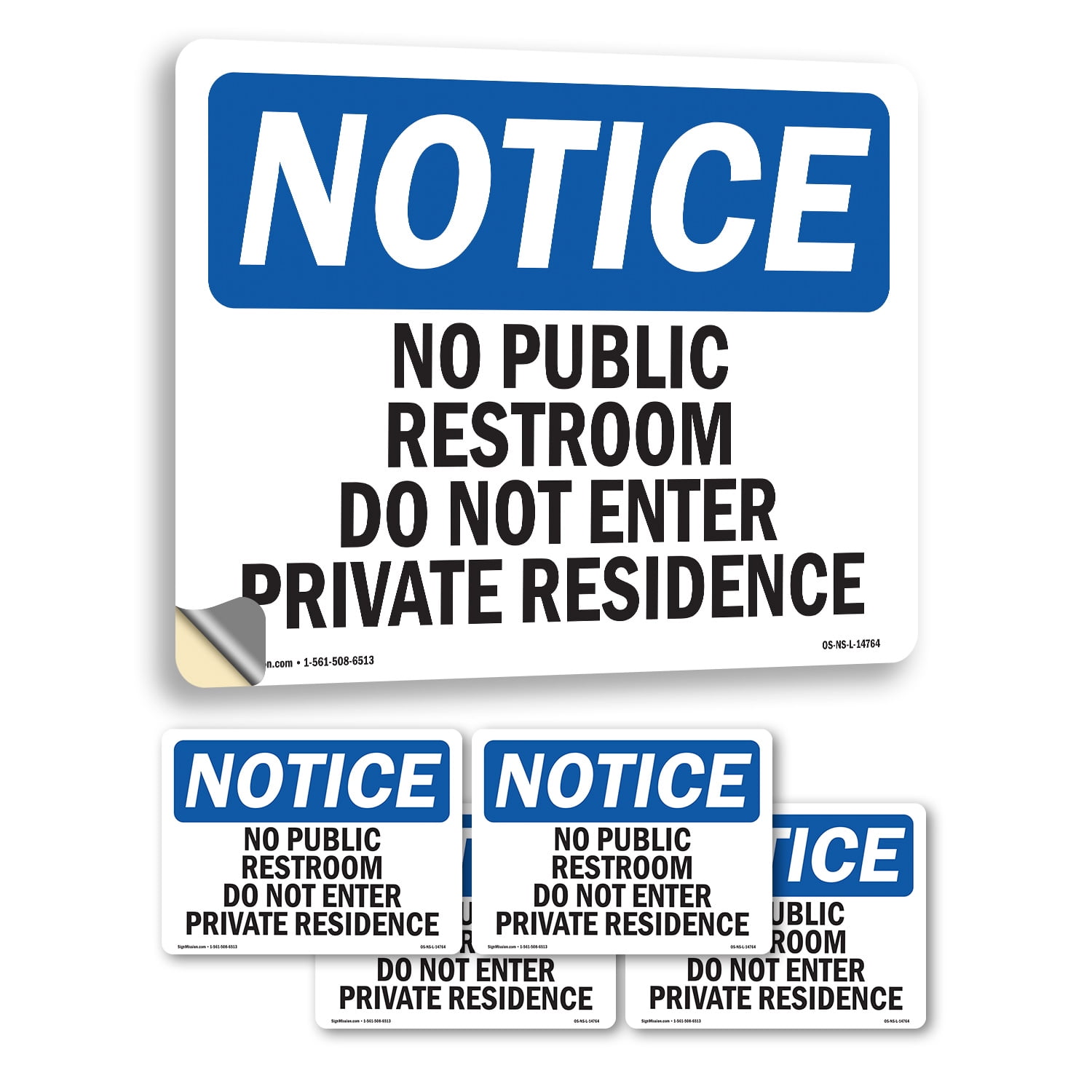 No Public Restroom Do Not Enter Private Residence OSHA Notice Vinyl ...
