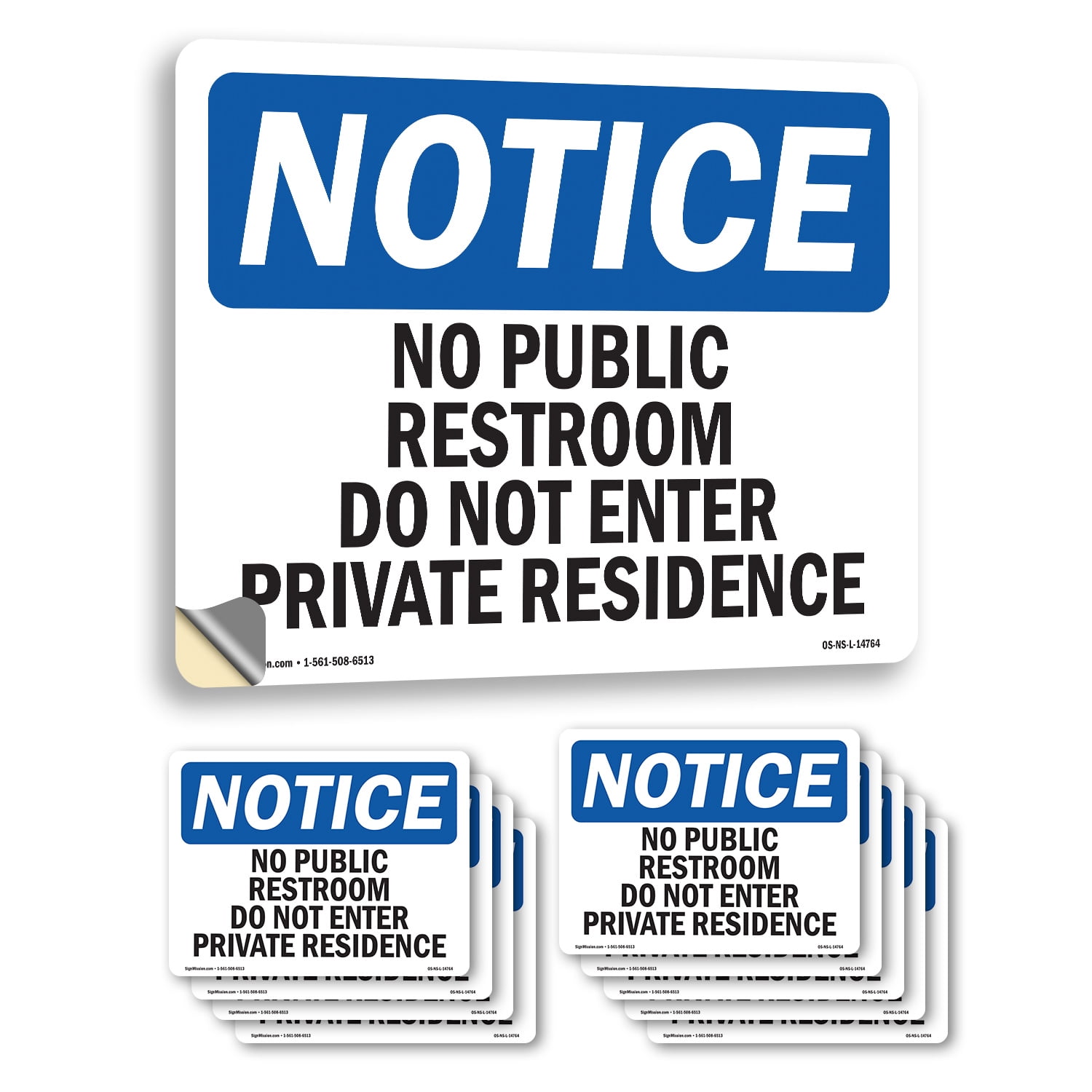 No Public Restroom Do Not Enter Private Residence OSHA Notice Vinyl ...