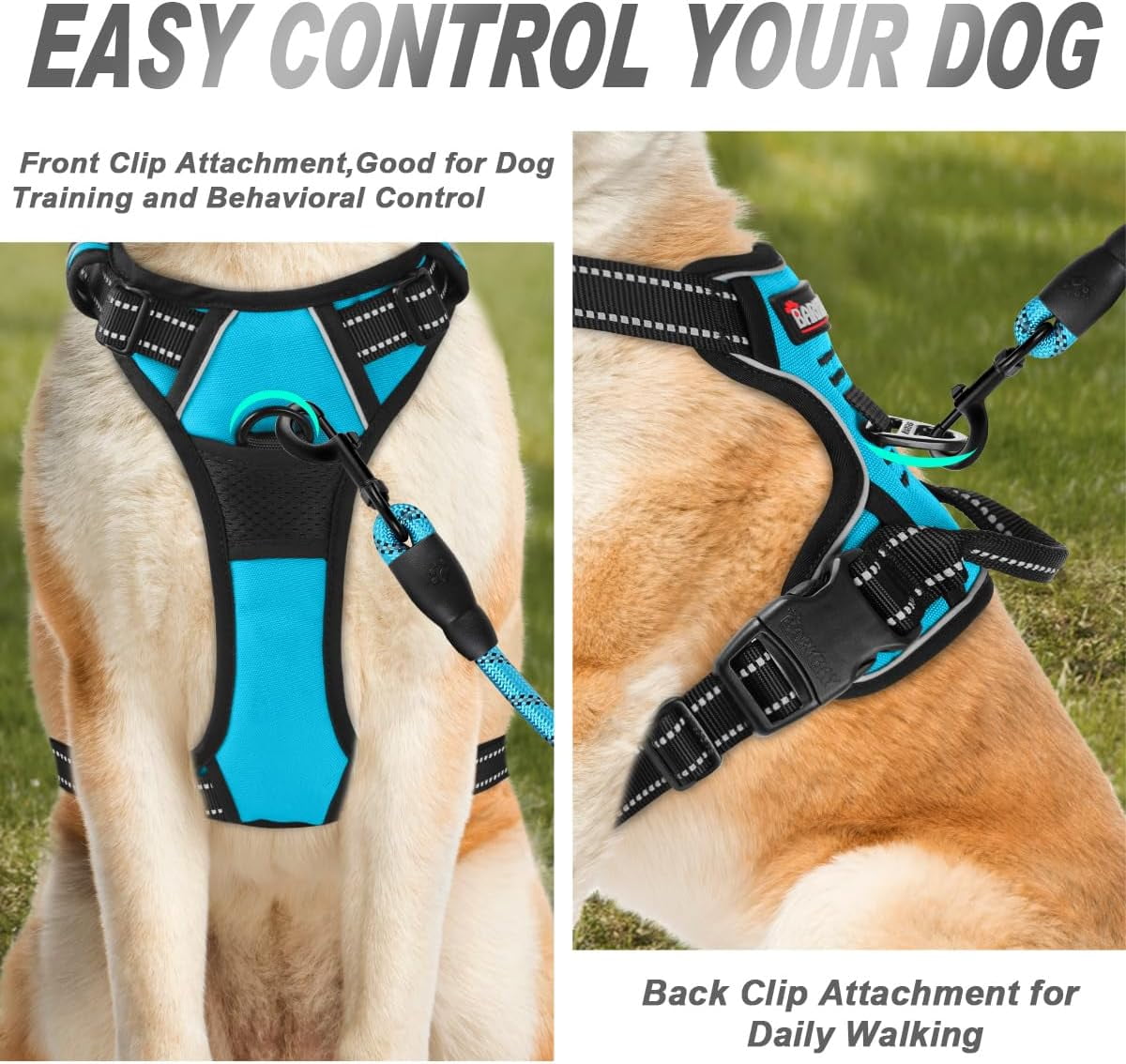 No Pull Dog Harness Front Clip Heavy Duty Reflective Easy Control ...