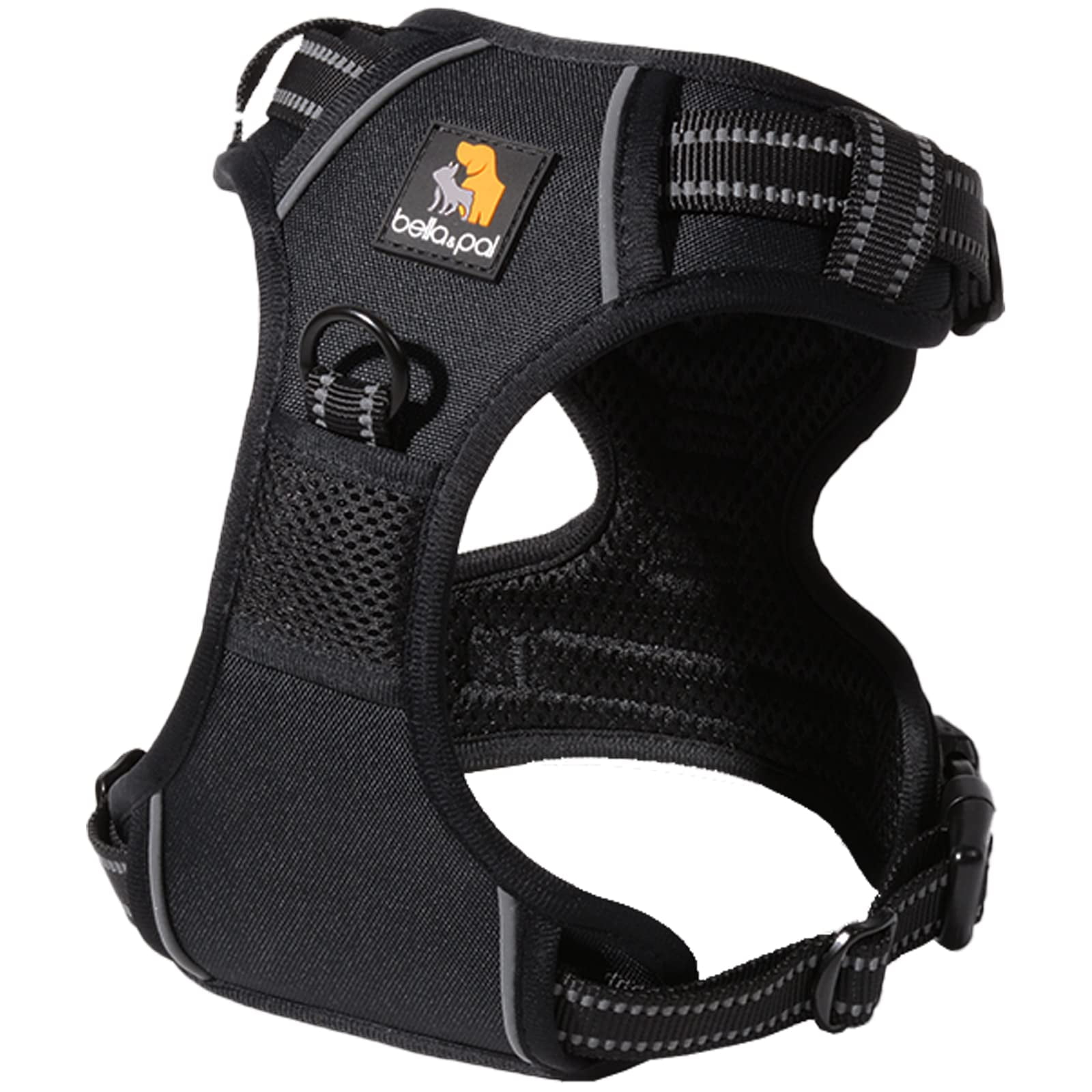 No Pull Walking Harness for Small to Medium Dogs, Front Clip, Adjustable, Reflective (Black, M ...