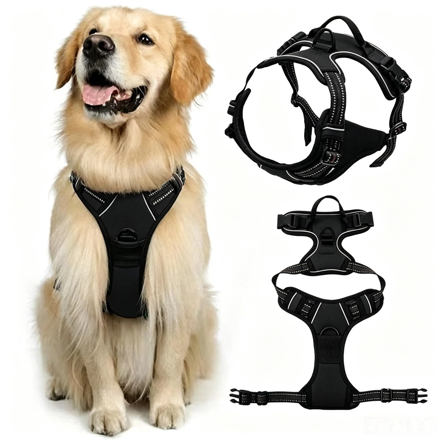 No Pull Dog Harness, Reflective Front Clip Vest, Adjustable Soft Padded ...