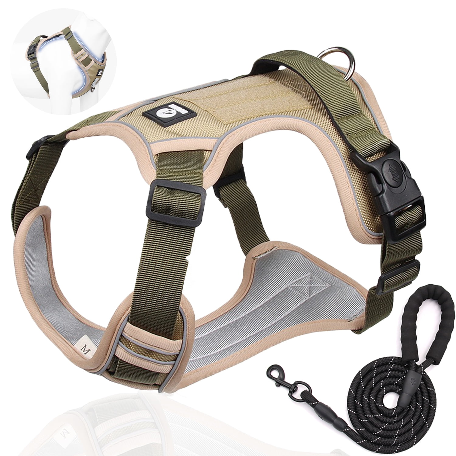 No Pull Dog Harness, Upgraded Reflective Adjustable Dog Vest Harness ...