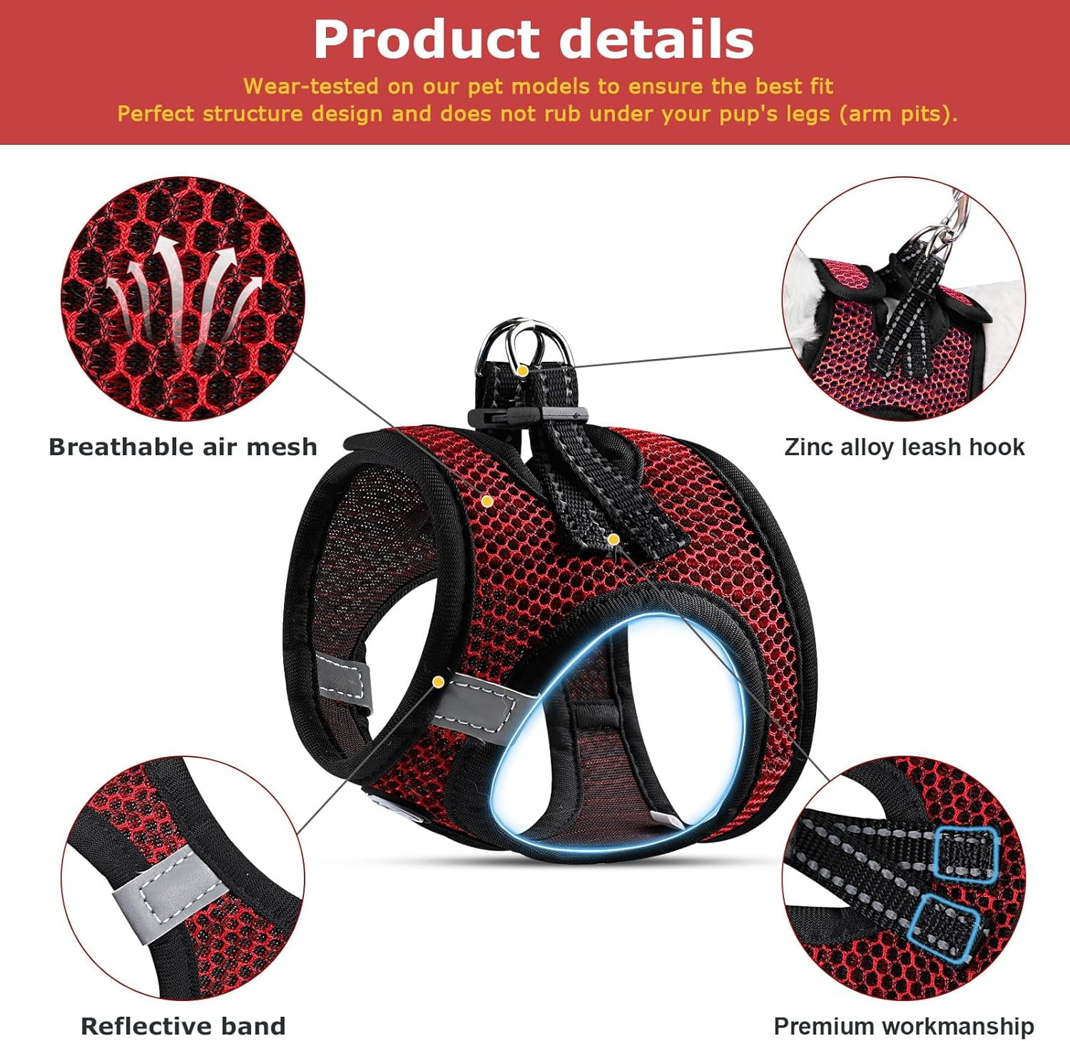 No Pull Small Dog Harness for Under 22 lbs Dogs, Step in Air Mesh Puppy ...