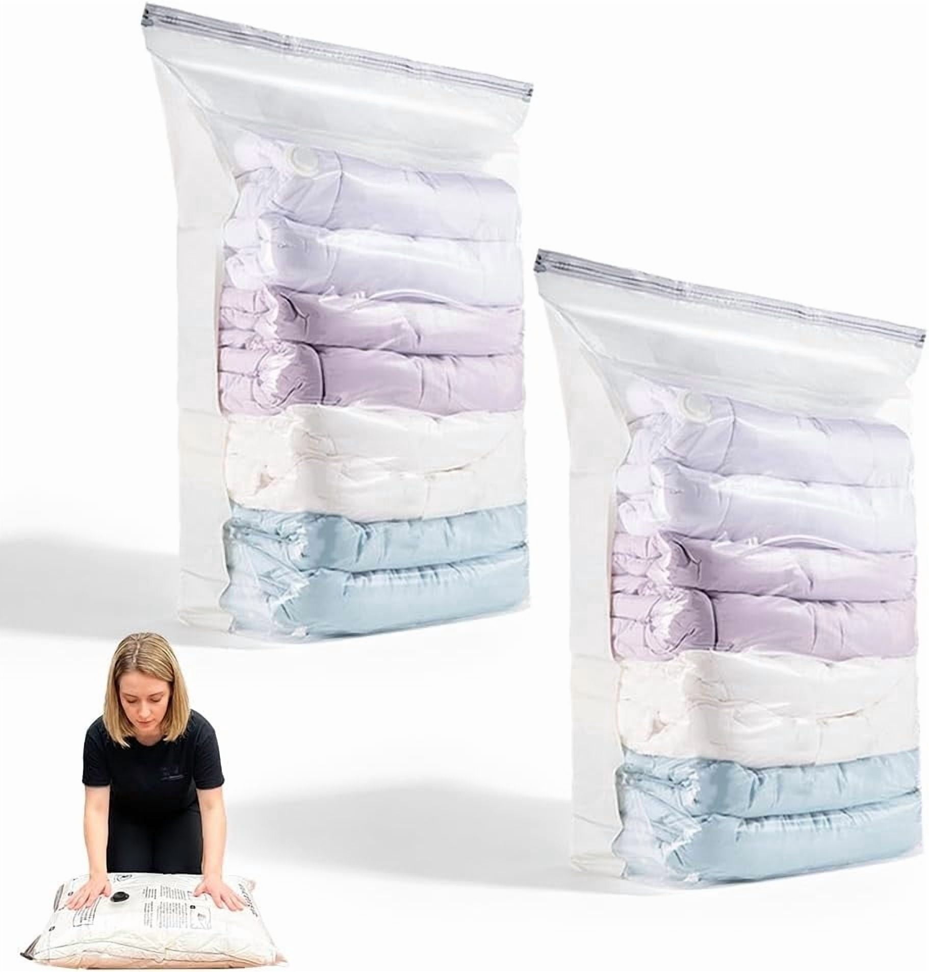 No-Pump Needed Vacuum Storage Bags, Easy Press & Seal Reusable Space ...