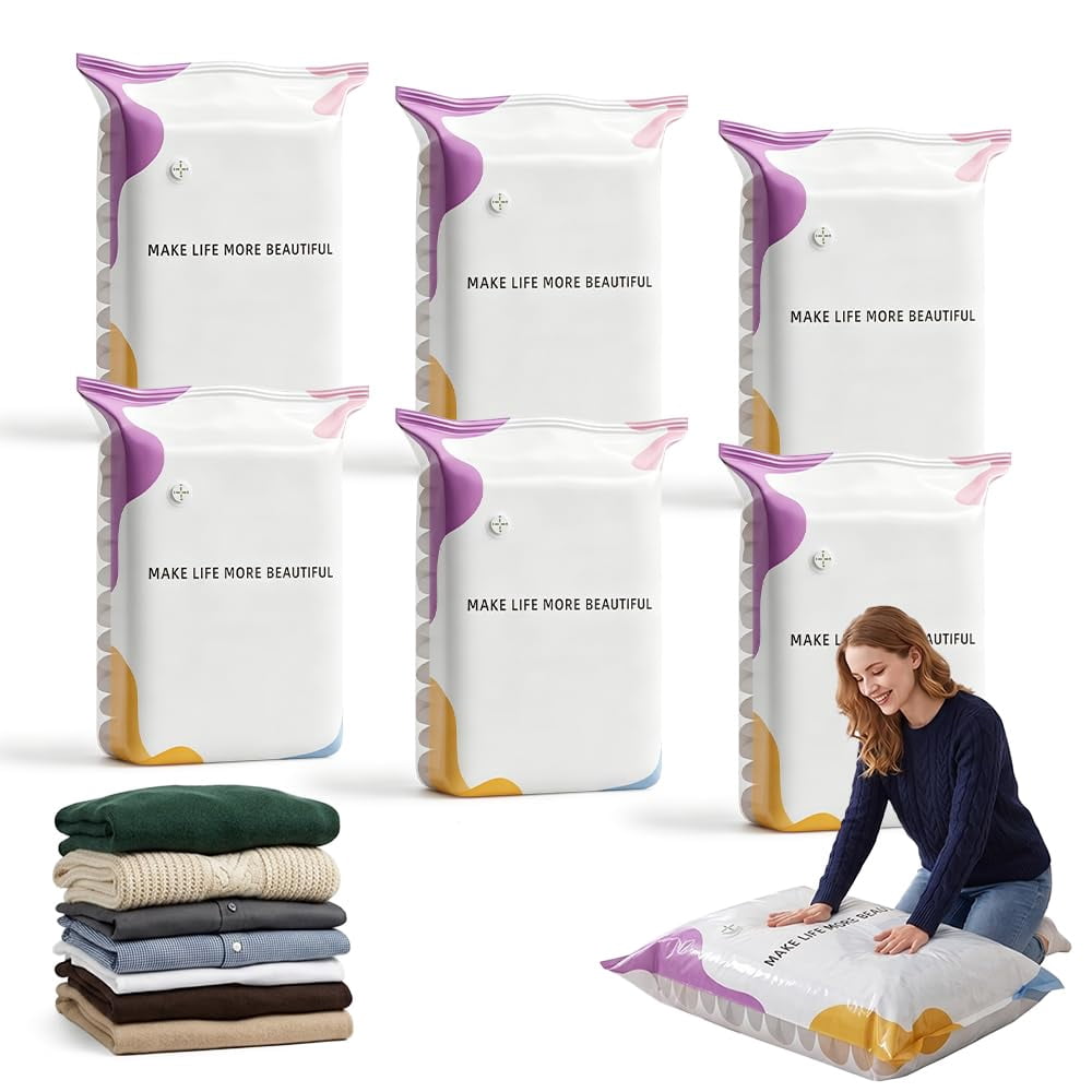 No Pump Vacuum Storage Bags, 3D Large Capacity Storage Compression Bags ...