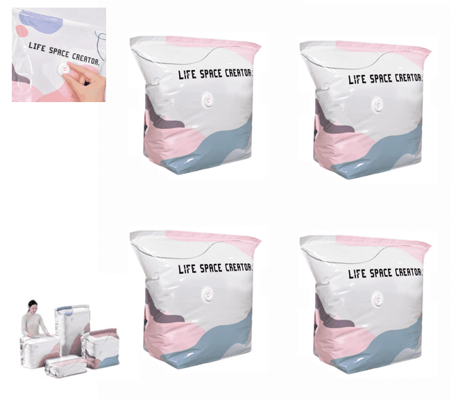No-Pump Vacuum Storage Bags, Large Standing Cube Space Saving Bags for ...
