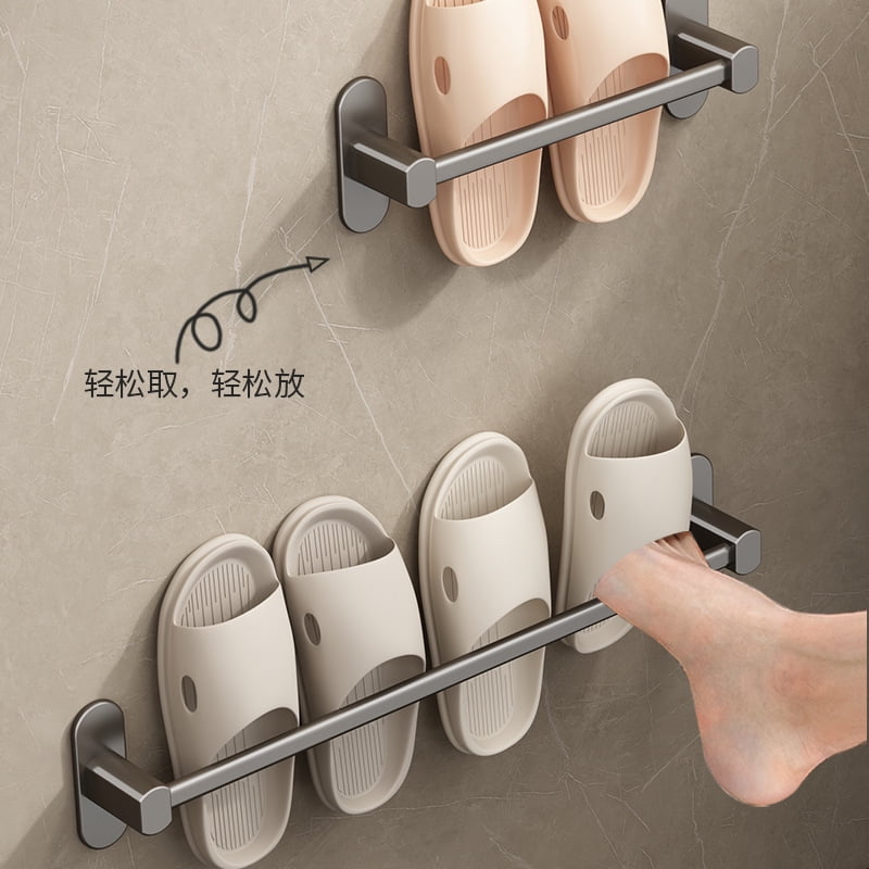 No Punching Bathroom Slipper Rack Behind The Bathroom Door Wall-Mounted ...