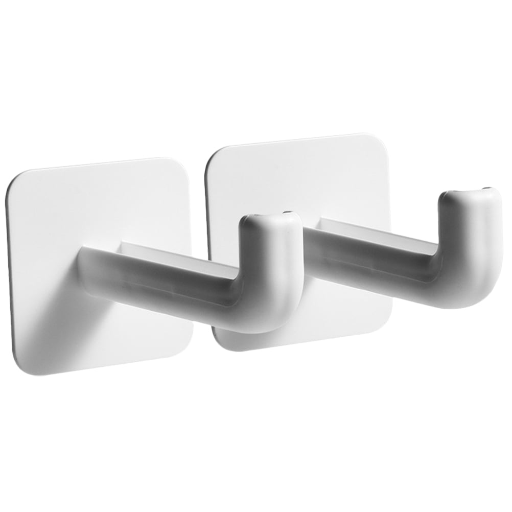 No Punching Hook 2 Pcs Wall Mount Hanger Holder Storage Organizer Mounted Hangers Abs White ...