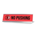 No Pushing Man, Red Silver Frame, Desk Sign (2x8") - Walmart.com