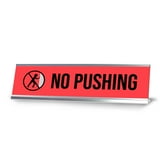 No Pushing Man, Red Silver Frame, Desk Sign (2x8") - Walmart.com