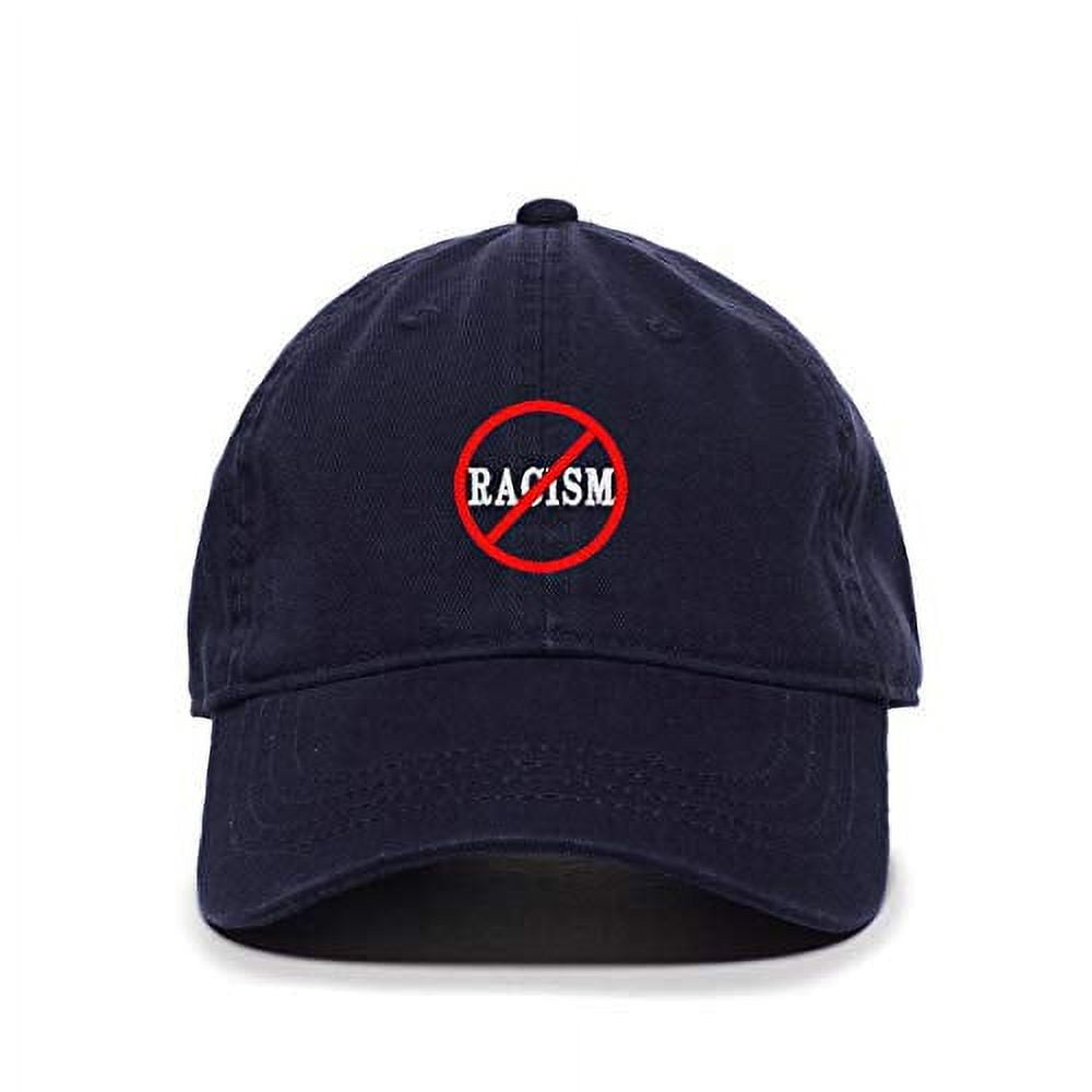 No Racism Baseball Cap Embroidered Cotton Adjustable Dad Hat Navy ...
