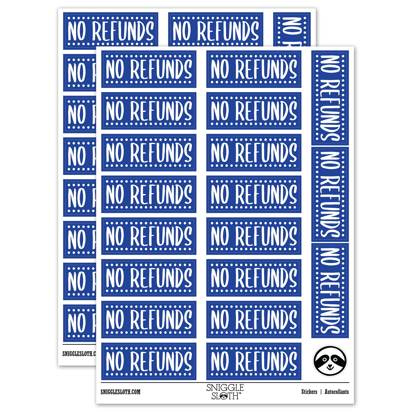 No Refunds Dotted Border Sticker Set - Dark Blue - Matte Finish - 2.00 ...