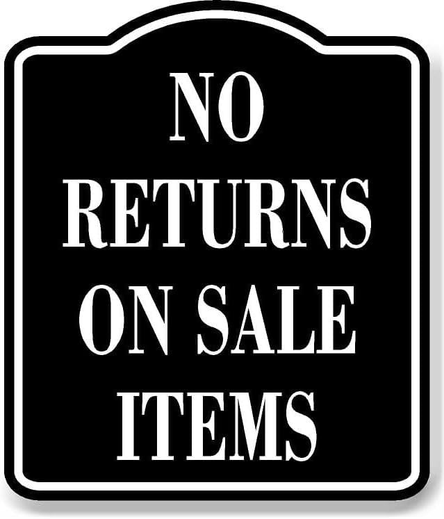 No Returns BLACK Aluminum Composite Sign, 8.5"x10" - Walmart.com