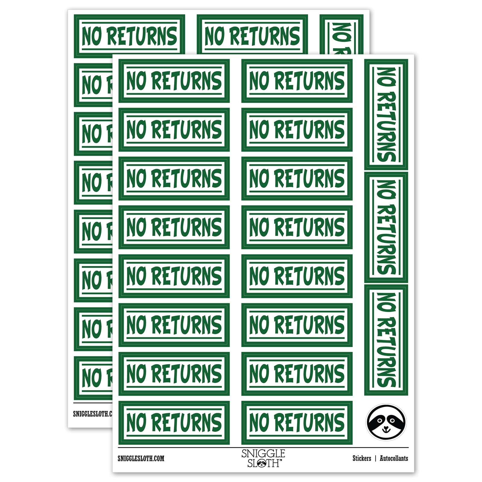 No Returns Reversed Sticker Set - Dark Green - Matte Finish - 2.00 ...