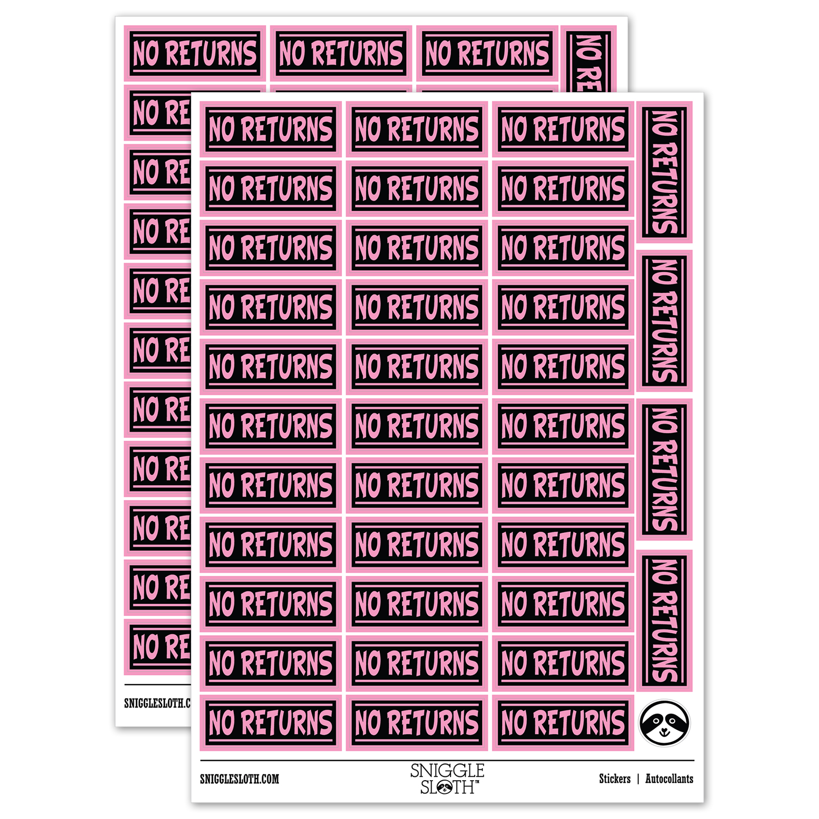 No Returns Reversed Sticker Set - Light Pink - Matte Finish - 1.5 ...