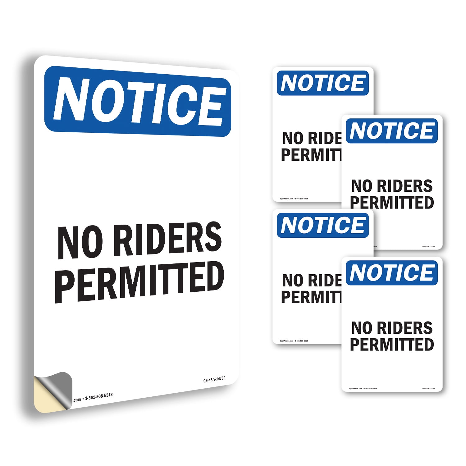 No Riders Permitted OSHA Notice Vinyl Decal Label 18 Inch x 12 Inch - 5 ...