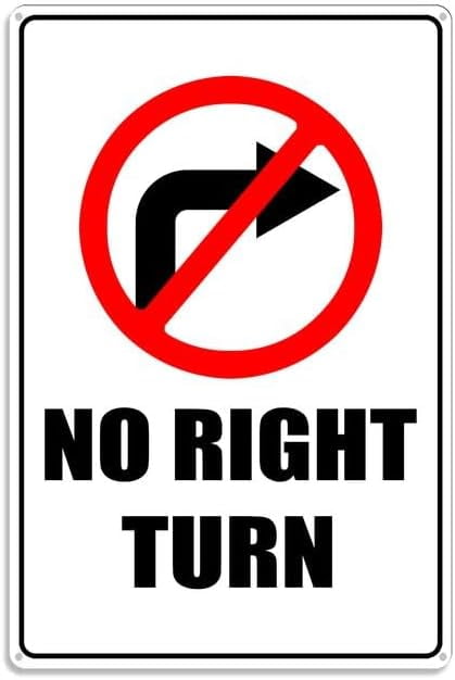 No Right Turn Metal Sign With Symbol, Aluminum Uv Printed,4 Pre-Drilled ...