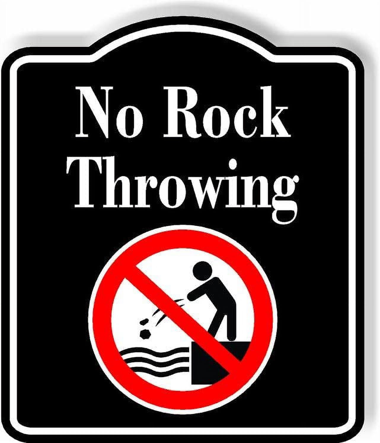 No Rock Throwing Symbol BLACK Aluminum Composite Sign - Walmart.com