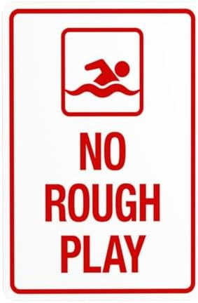No Rough Play Warning Sign, Pool Rules Security Metal Signs for Home ...