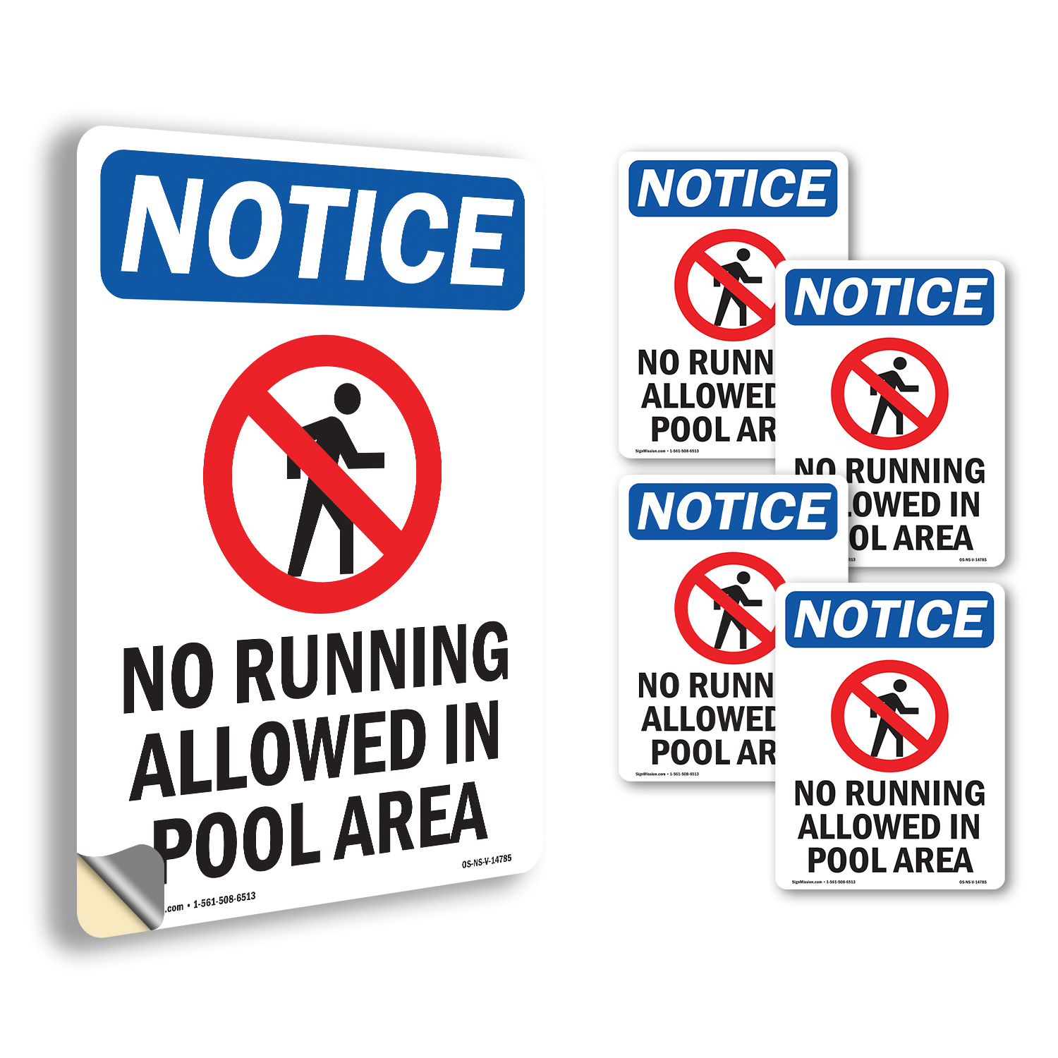 No Running Allowed With Symbol OSHA Notice Vinyl Decal Label 24 Inch x ...