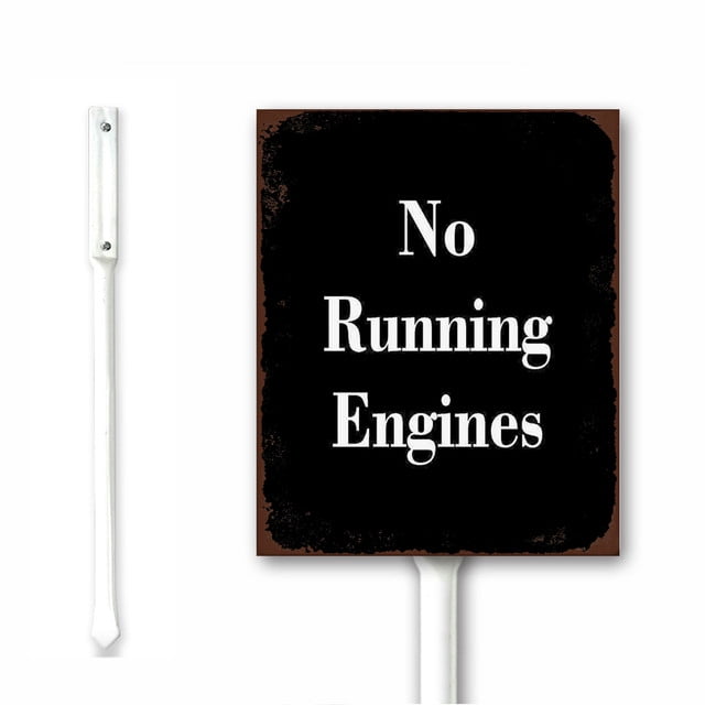 No Running Engines Metal Yard Sign With Stake Lawn Sign Outdoor ...