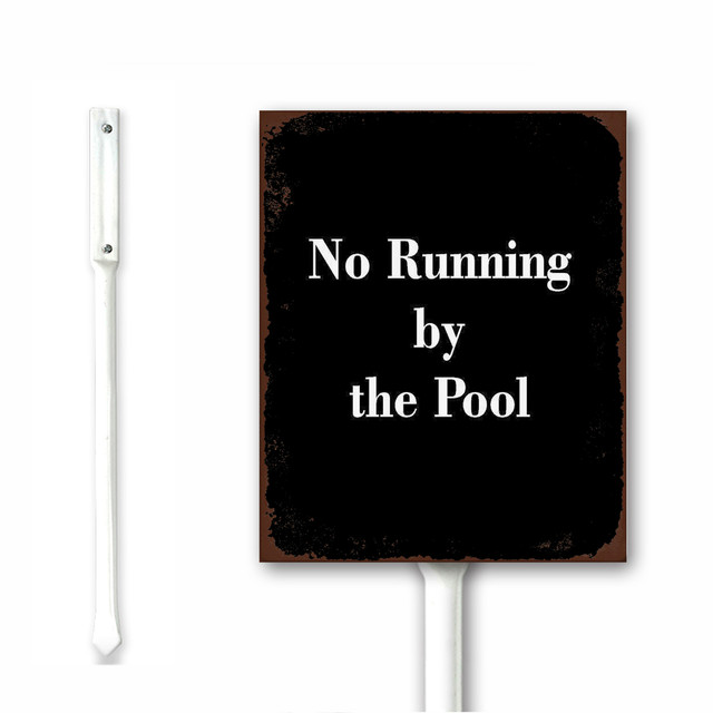No Running by the Pool Metal Yard Sign With Stake Lawn Sign Outdoor ...