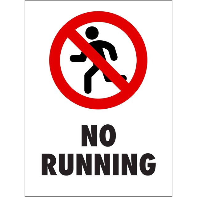 No Running Sign Prohibition Signs 8 X 12 Inch Metal Tin Sign Warning ...