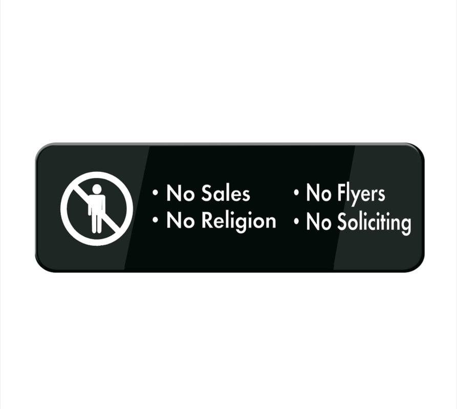 No Sales No Religion No Flyers No Soliciting Sign: Easy To Mount ...