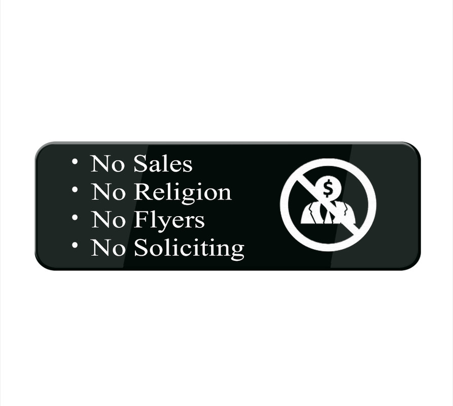 No Sales No Religion No Flyers No Soliciting Sign: Easy To Mount ...