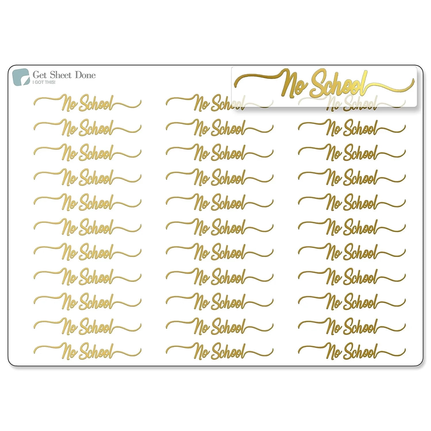 No School Foiled Script Planner Stickers / Script Text / School Student ...