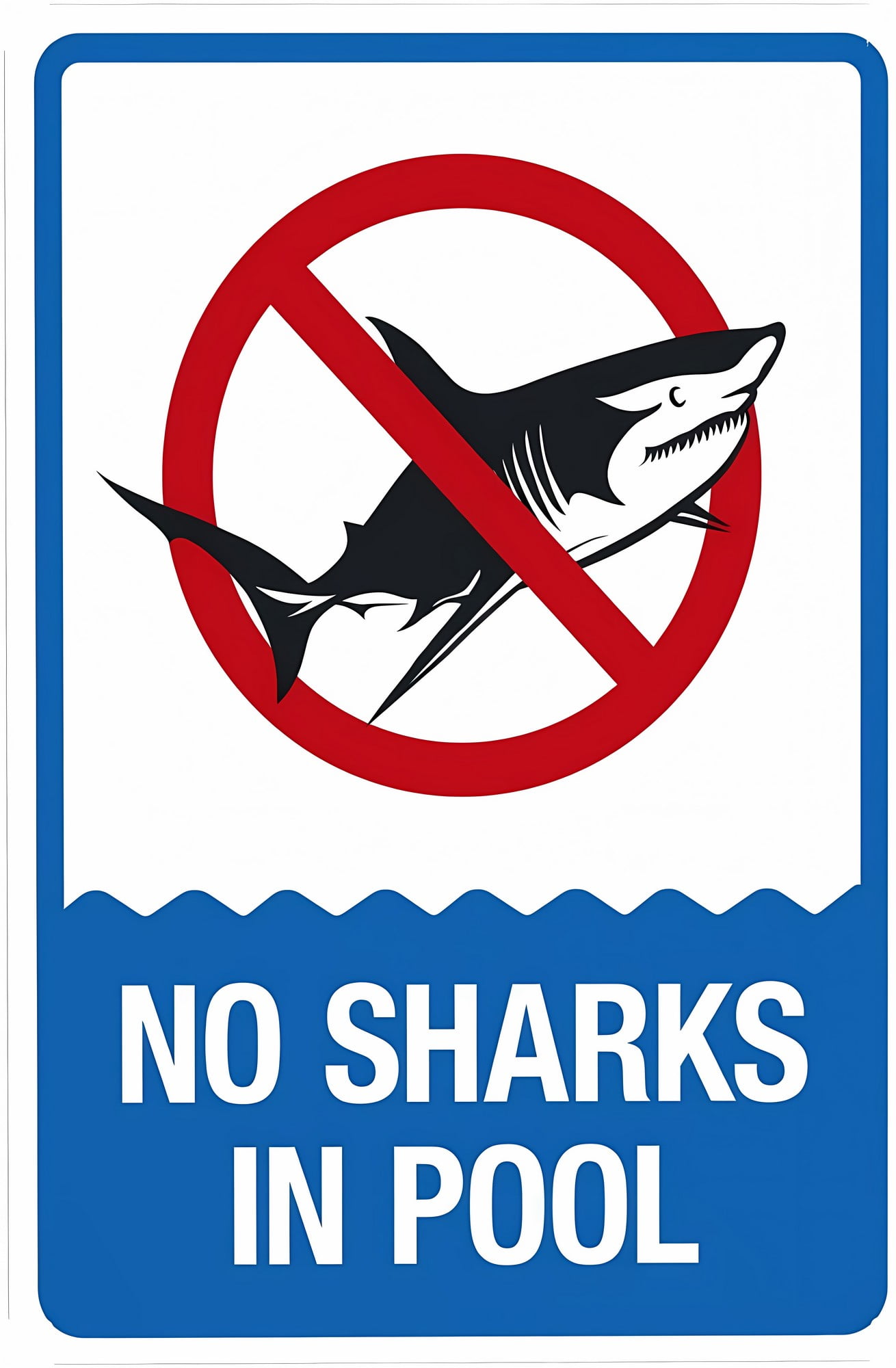No Sharks In Pool Warning Sign - 8"x12", Pool Security Metal Decor for ...