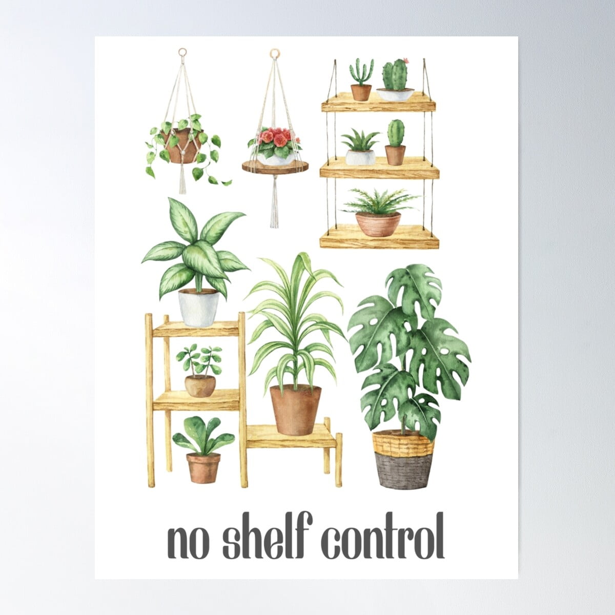 No Shelf Control Plant Pun One More Plant Jokes Botany Jokes Gray Text ...