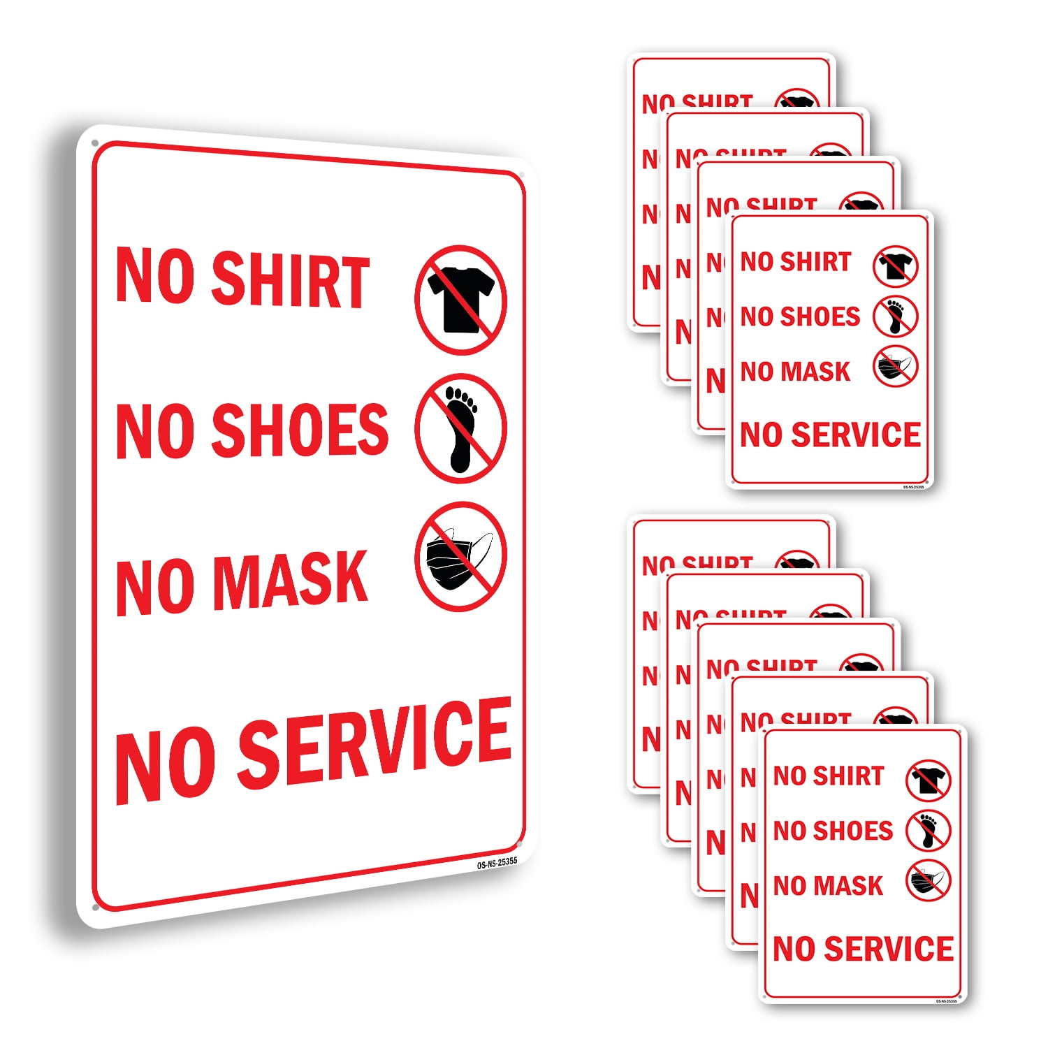 No Shirt No Shoes No Mask No Service All Red Public Safety Aluminum ...
