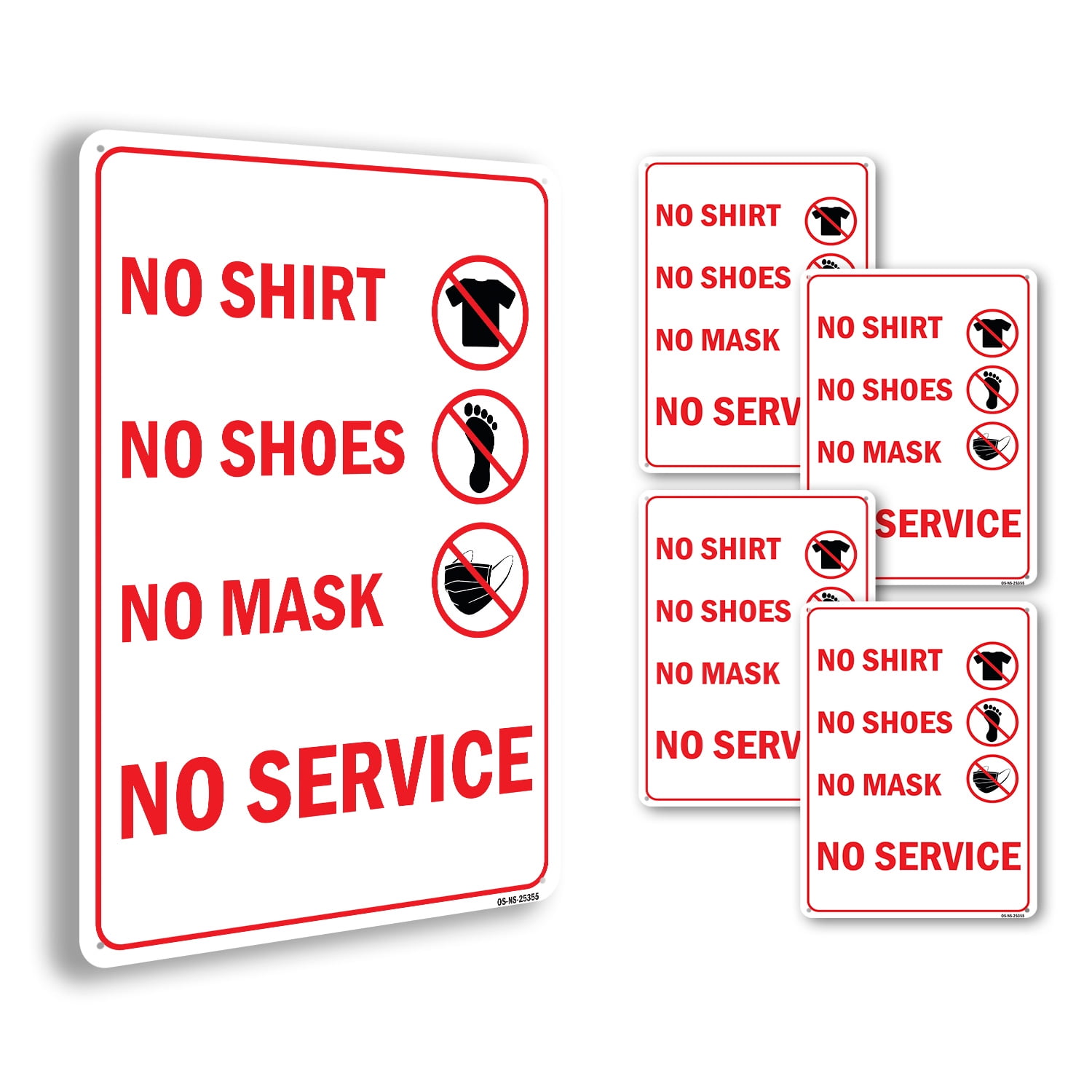 No Shirt No Shoes No Mask No Service All Red Public Safety Rigid ...