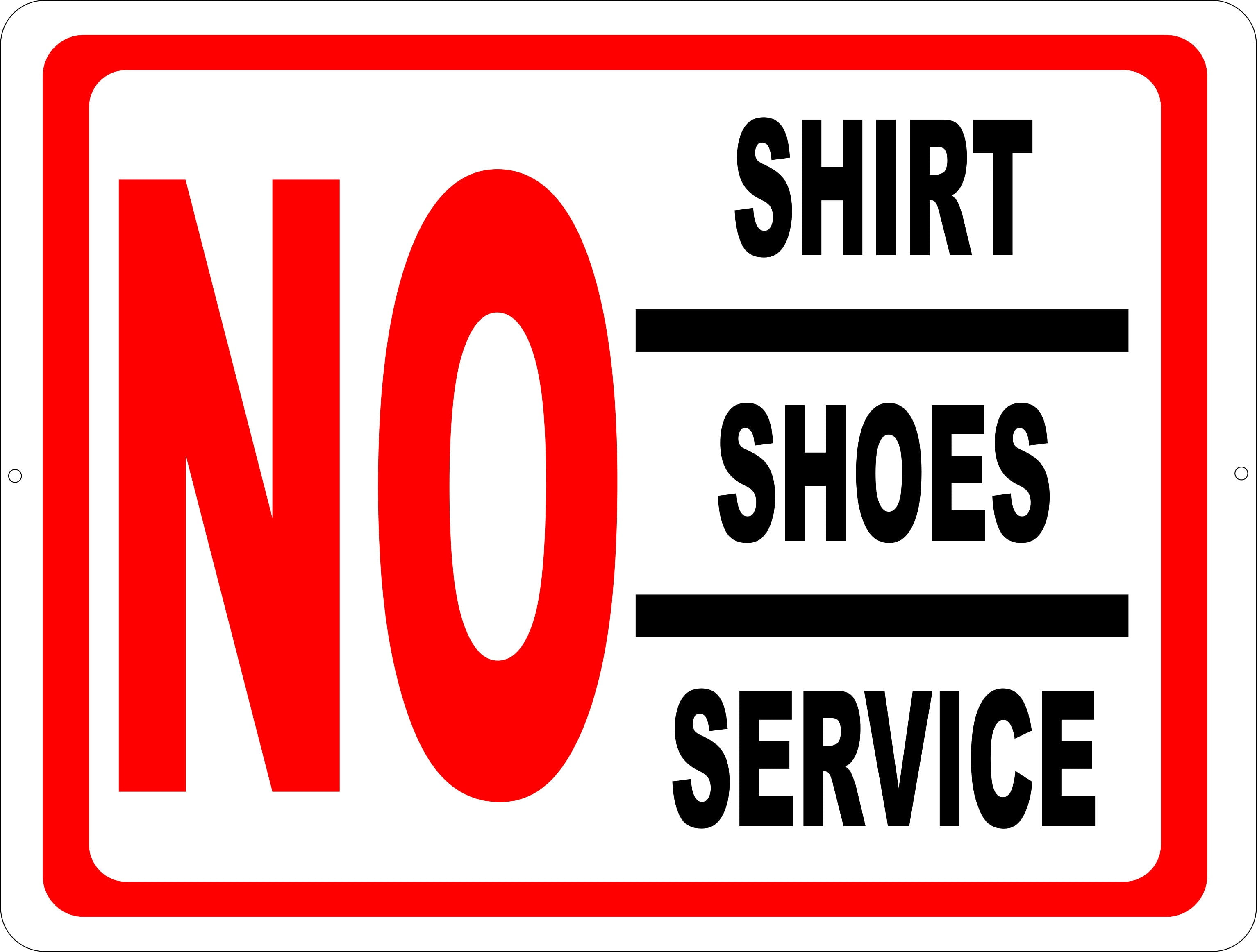 No Shirt No Shoes No Service Sign - Walmart.com
